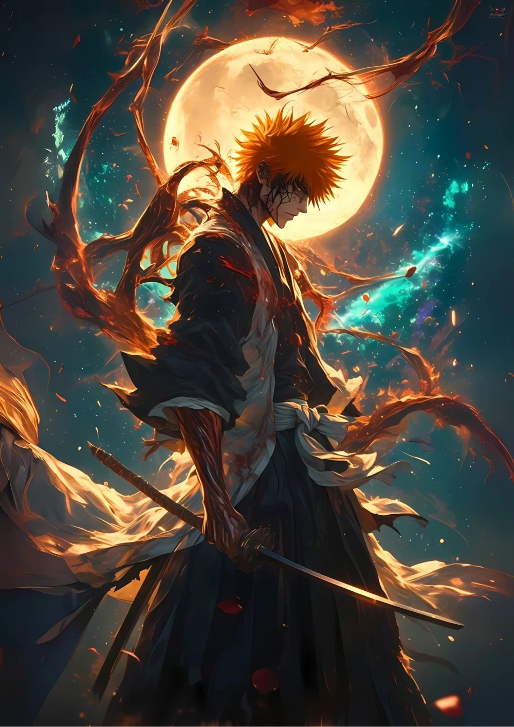 Ichigo Kurosaki - Bleach - A4 Poster featuring a fierce warrior stance ...