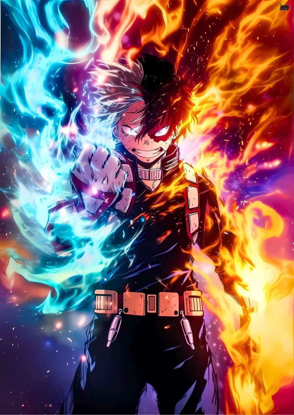 Shoto Todoroki - My Hero Academia - A4 Poster featuring ice and flames ...